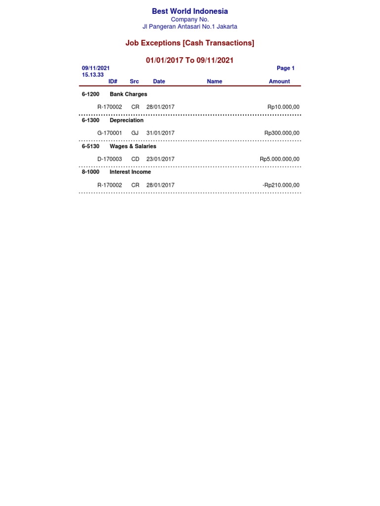 Job Exceptions (Cash Transactions) | PDF