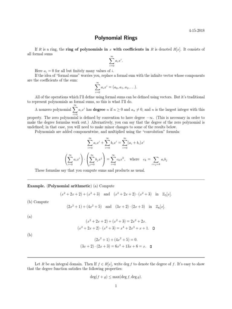 Polynomial Rings | PDF | Polynomial | Factorization Polynomial Rings | PDF | Polynomial | Factorization