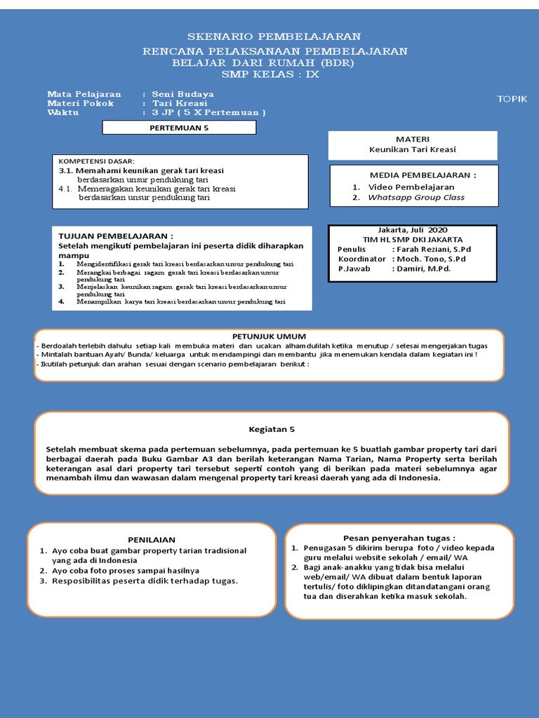 8 RPP 9 BDR Seni Tari 5 SMP | PDF