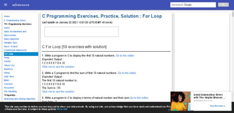 C Programming Exercises - For Loop - W3resource | PDF | Control Flow ...