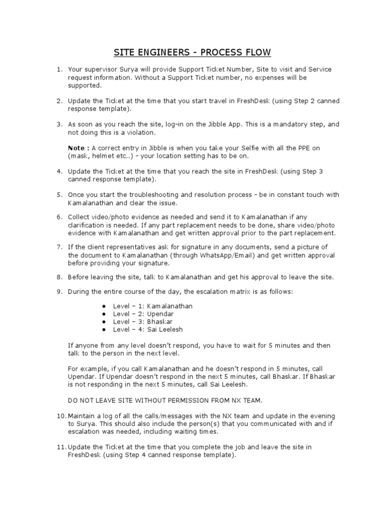 Site Engineers - Process Flow | PDF | Software | Communication