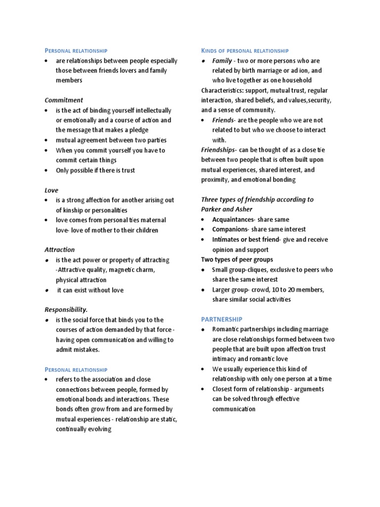 Types of Personal Relationships and Factors that Influence Attraction ...