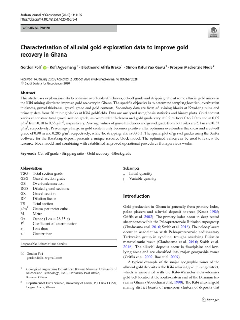 Characterisation of Alluvial Gold Exploration Data To Improve Gold ...