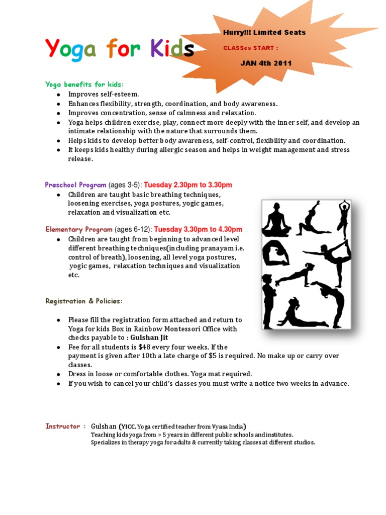 Yoga For Kids Classes | PDF | Yoga | Behavior Modification