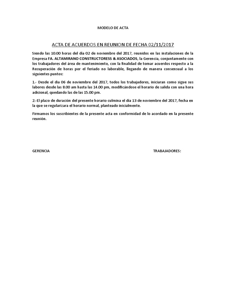 Modelo de Acta | PDF