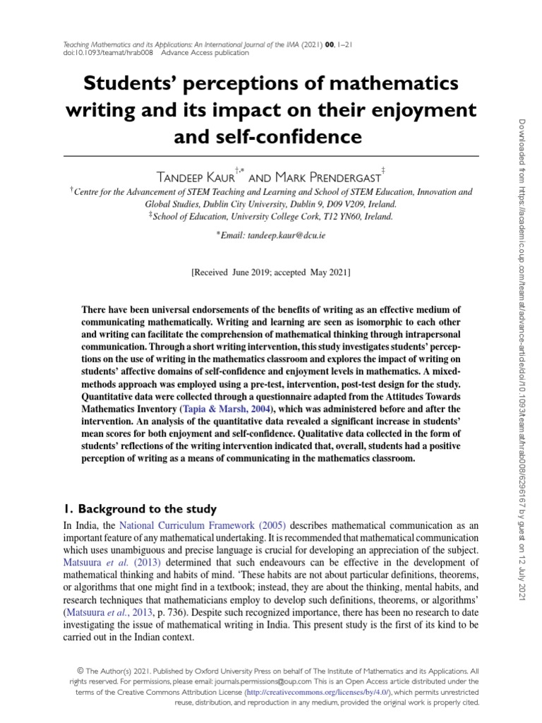 Students Perceptions of Mathematics Writing | PDF | Effect Size ...