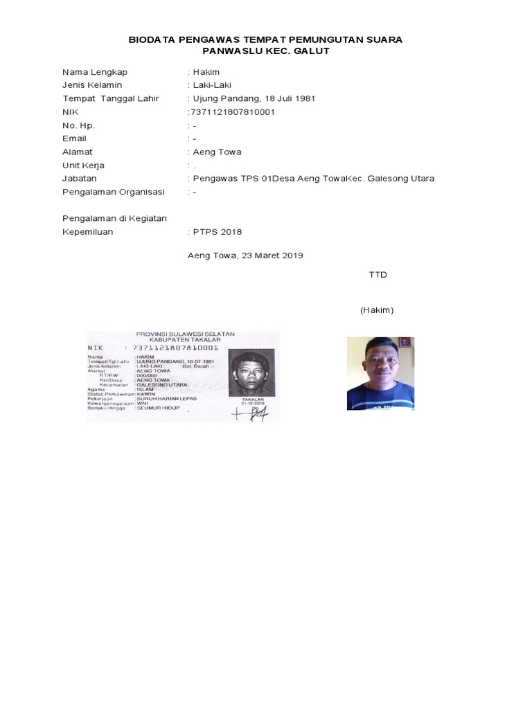 Biodata PTPS Aeng Towa | PDF
