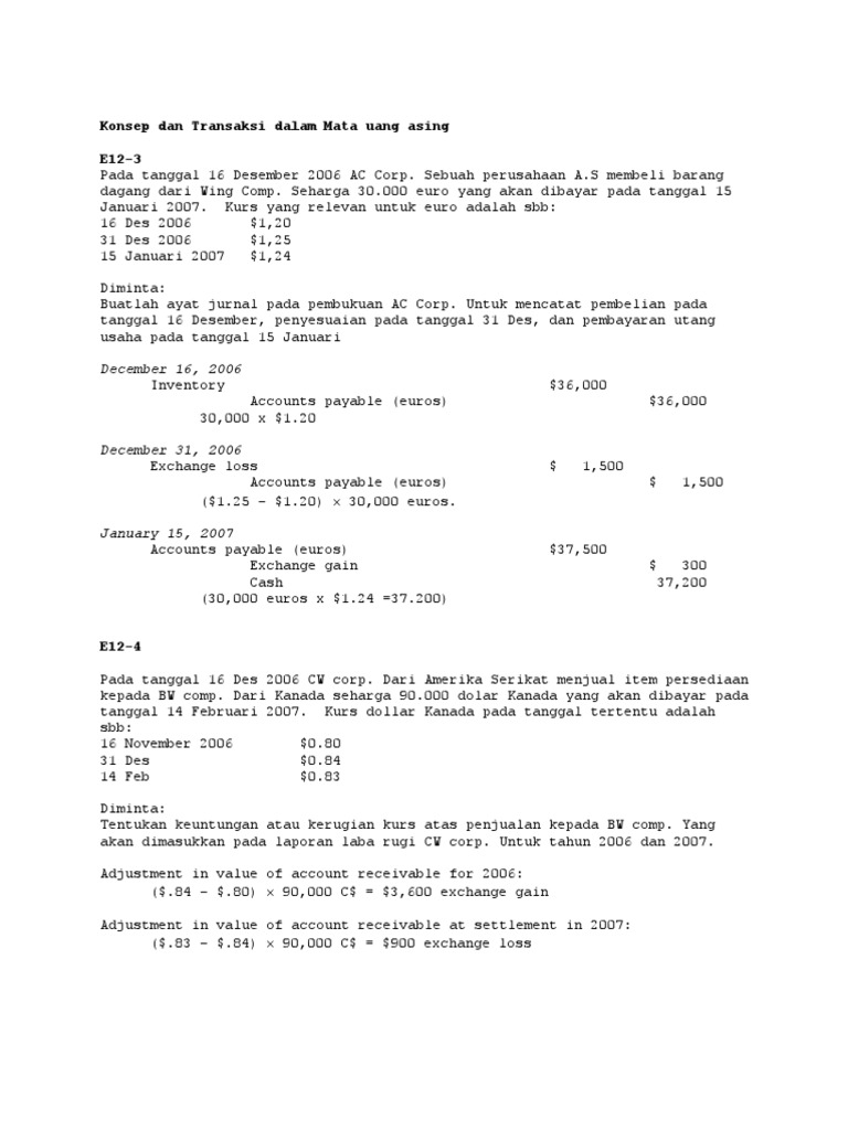 AKL Ch12 - Konsep Dan Transaksi Mata Uang Asing | PDF