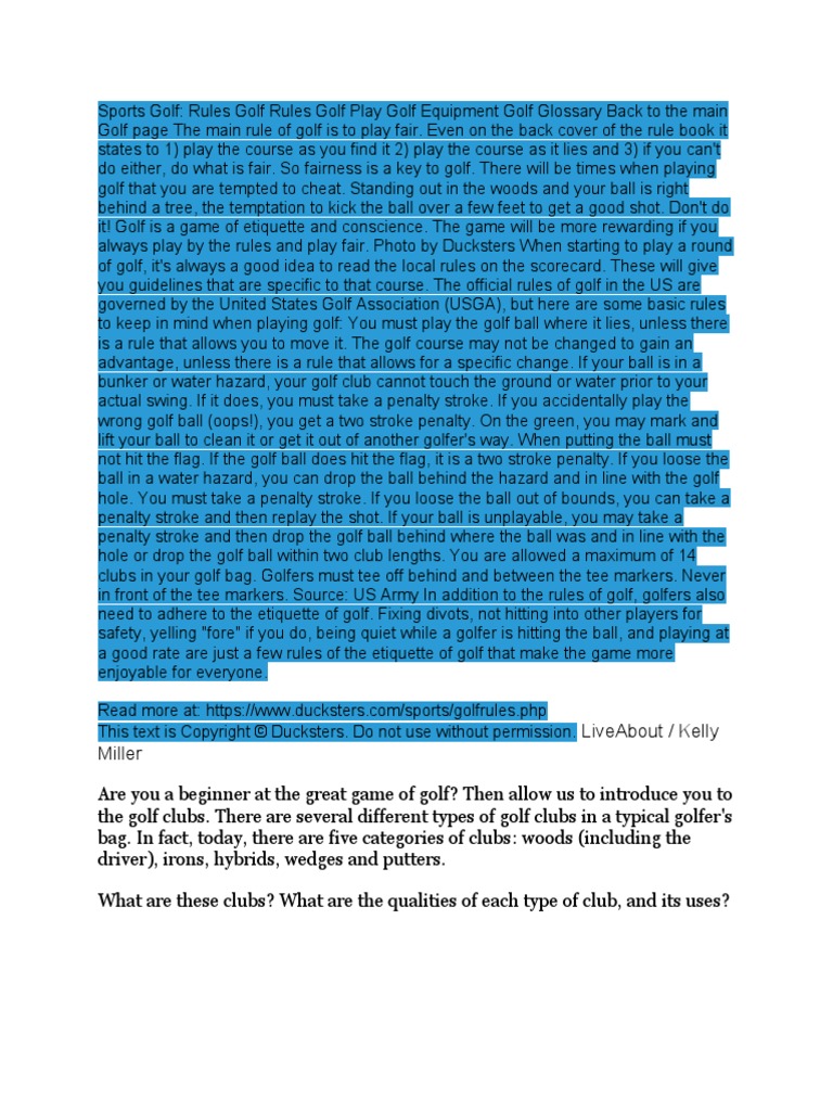 Golf Clubs | PDF | Golf Course | Precision Sports