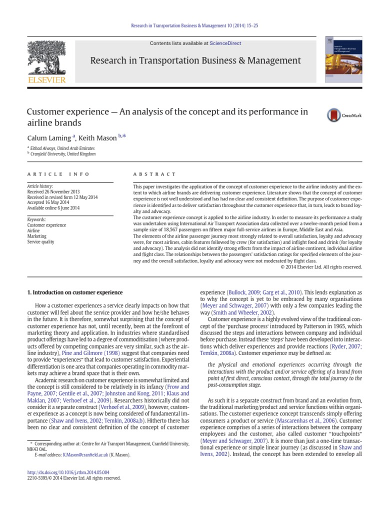 Customer Experience-An Analysis of The Concept and Its Performance in ...