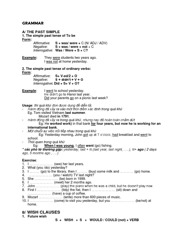 Grammar: A/ The Past Simple | PDF | Syntax | Human Communication