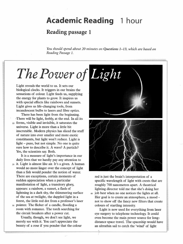 Pre Test Reading Pdf Light Nature