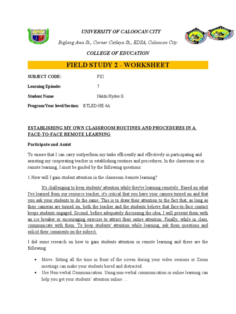 FS2 Module7 | PDF | Distance Education | Teachers