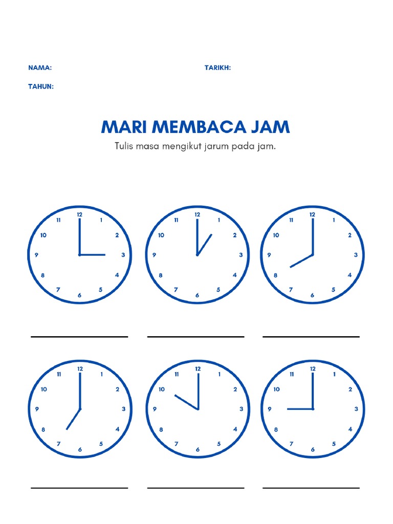 Lembaran Membaca Jam | PDF