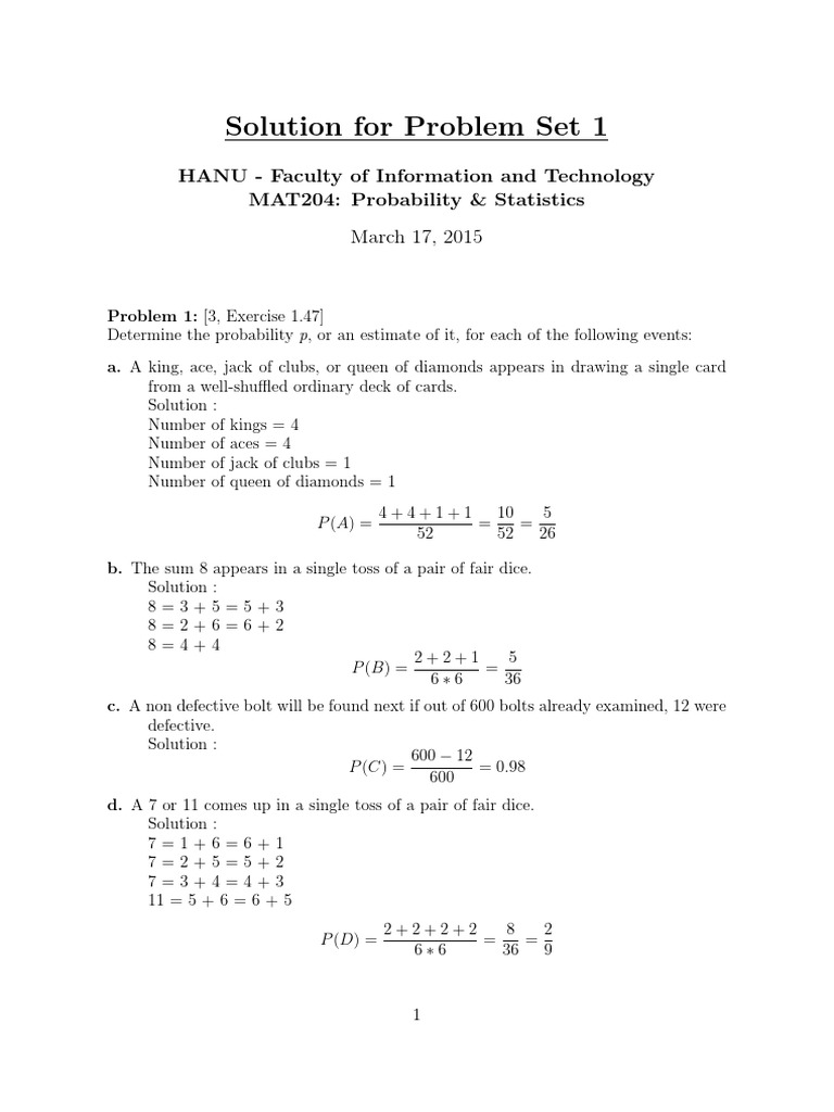 Homework 1 Solution | PDF | Mathematical Concepts | Mathematics