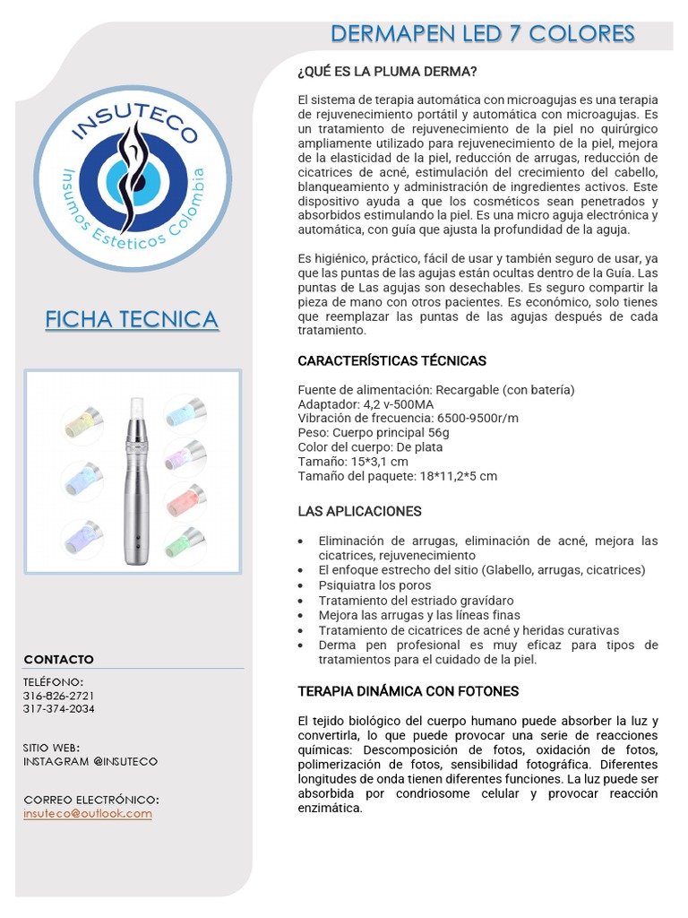 Dermapen Led 7 Colores | PDF | Descomposición | Piel