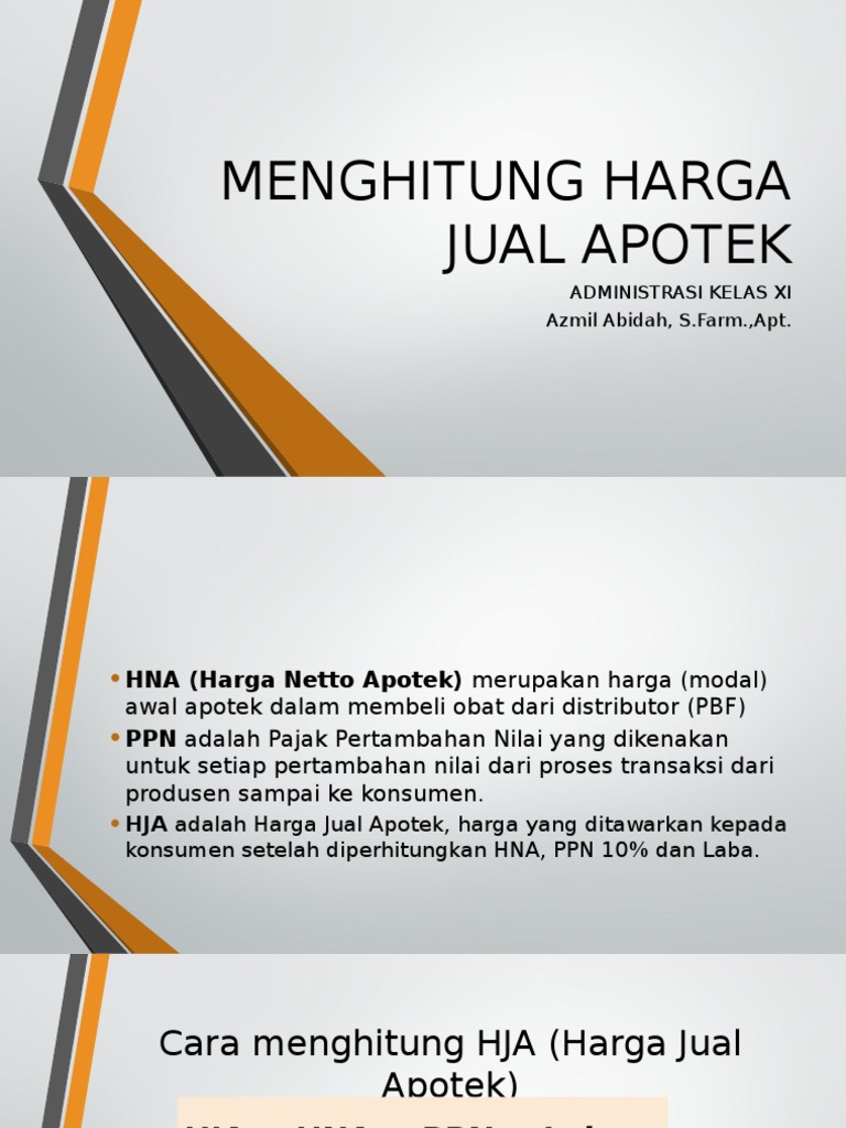 Cara Menghitung Harga Jual Obat Apotek | PDF