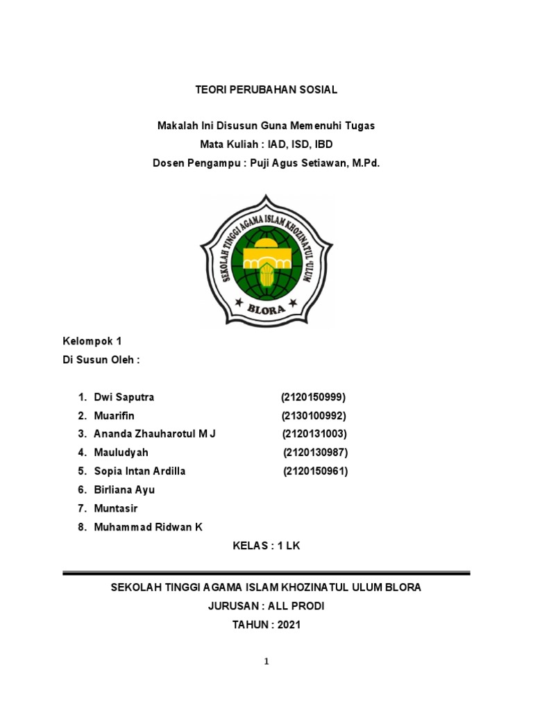 Teori dan Pengertian Perubahan Sosial | PDF