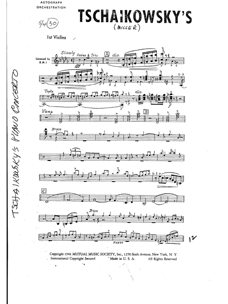 Tschaikowsky Piano Concerto #1 - G. Miller - Bill Finegan | PDF
