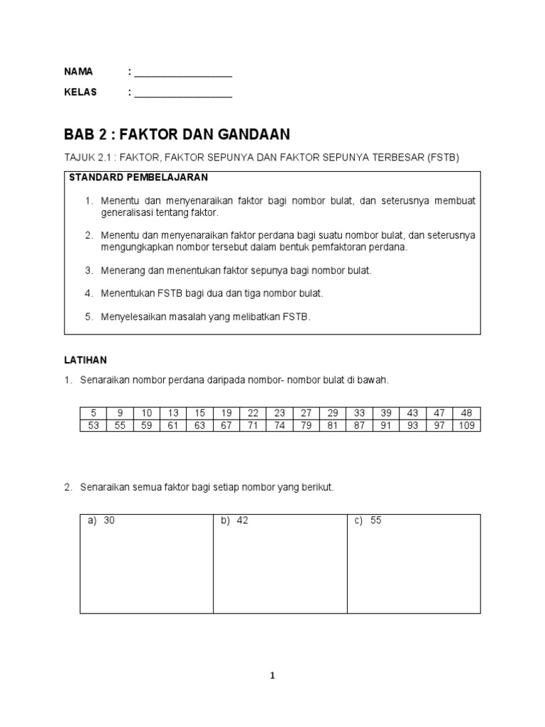Faktor, Gandaan, dan Bilangan Bulat | PDF