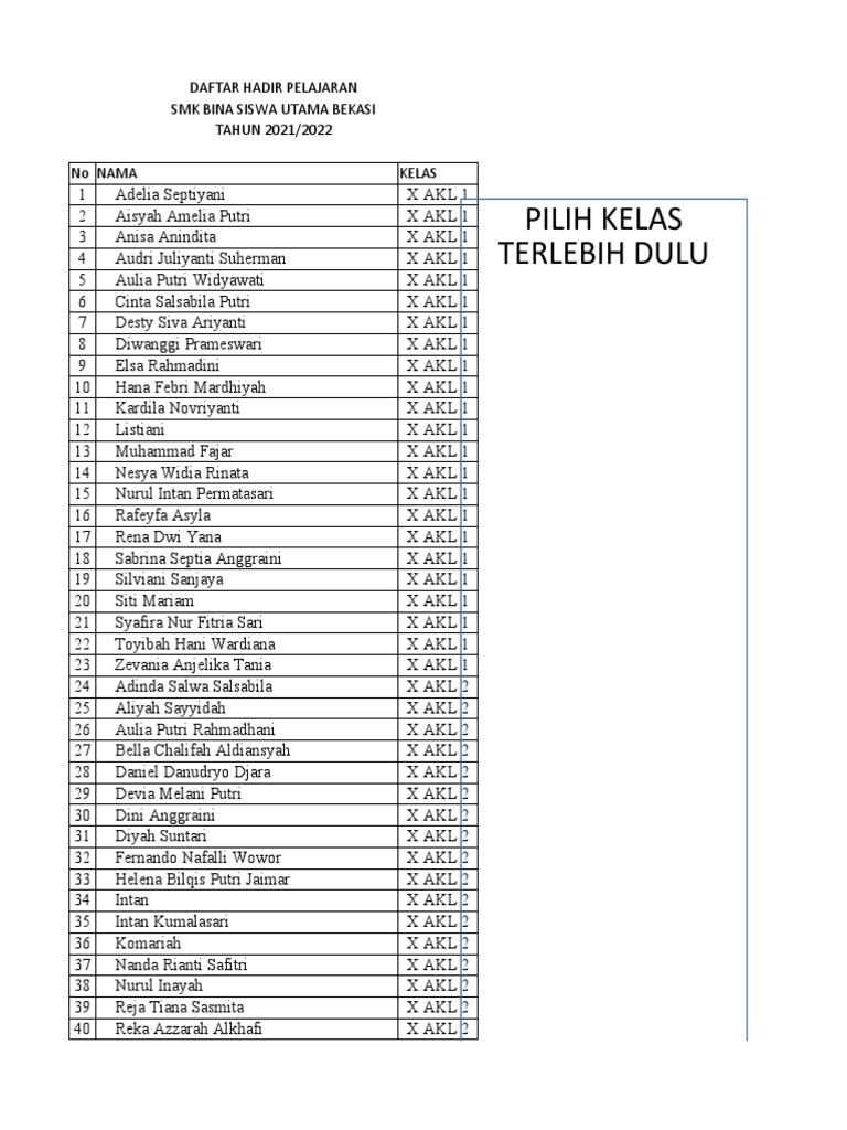 Buku Daftar Nilai PTS Ganjil X OTKP Kearsipan 2122 | PDF