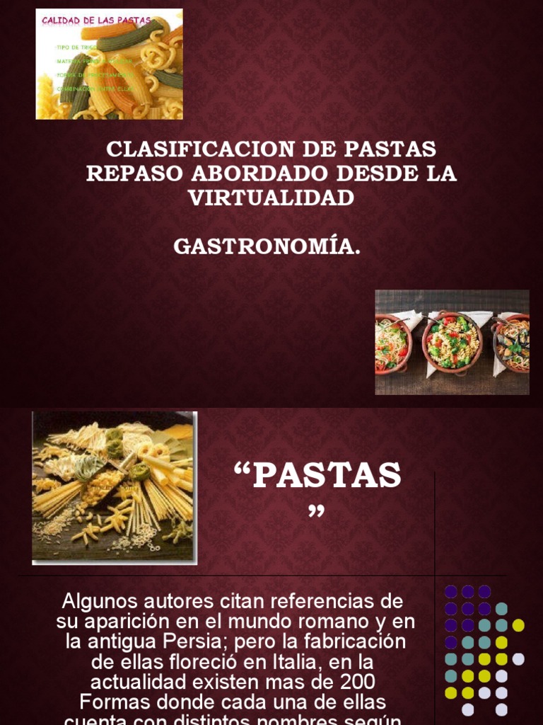 Clasificación y Tipos de Pastas | PDF | Pasta | Trigo