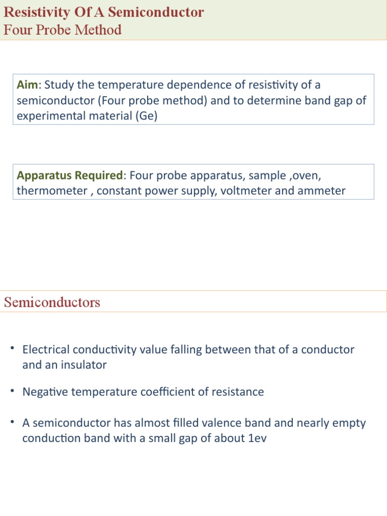 Four Probe Method | PDF | Electrical Resistivity And Conductivity ...