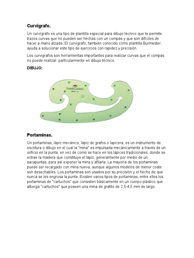 Curvígrafo | Descargar gratis PDF | Lápiz | Herramientas