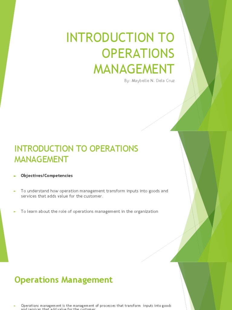 Introduction To Operations Management: By: Maybelle N. Dela Cruz | PDF ...