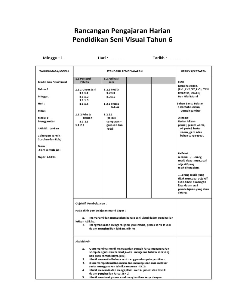 RPH PSV Tahun 6 | PDF