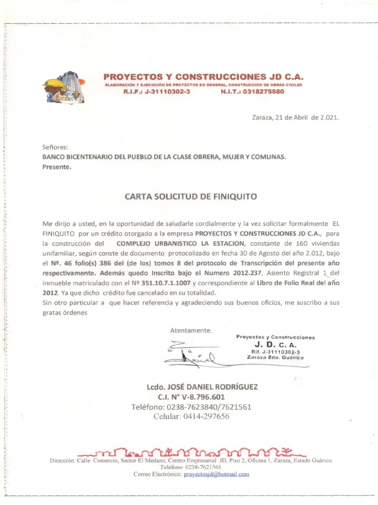 Carta Solicitud de Finiquito | PDF