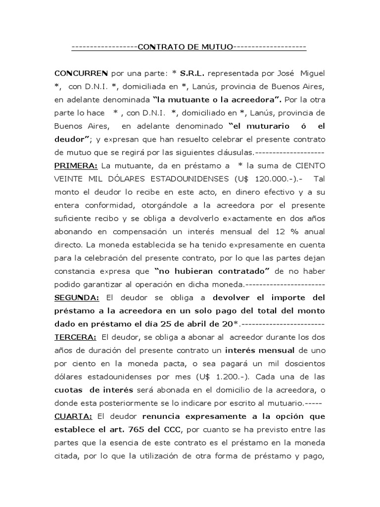MUTUO Con Pagaré | PDF | Pagos | Derecho privado