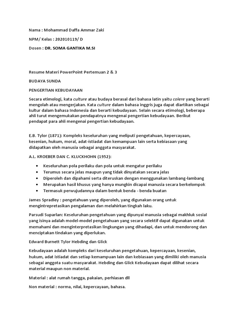 Resume Budaya Sunda - Mohammad Daffa Ammar Z | PDF