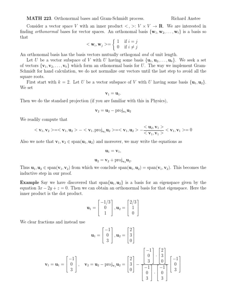 223 Gram Schmidt | PDF | Mathematical Relations | Theoretical Physics