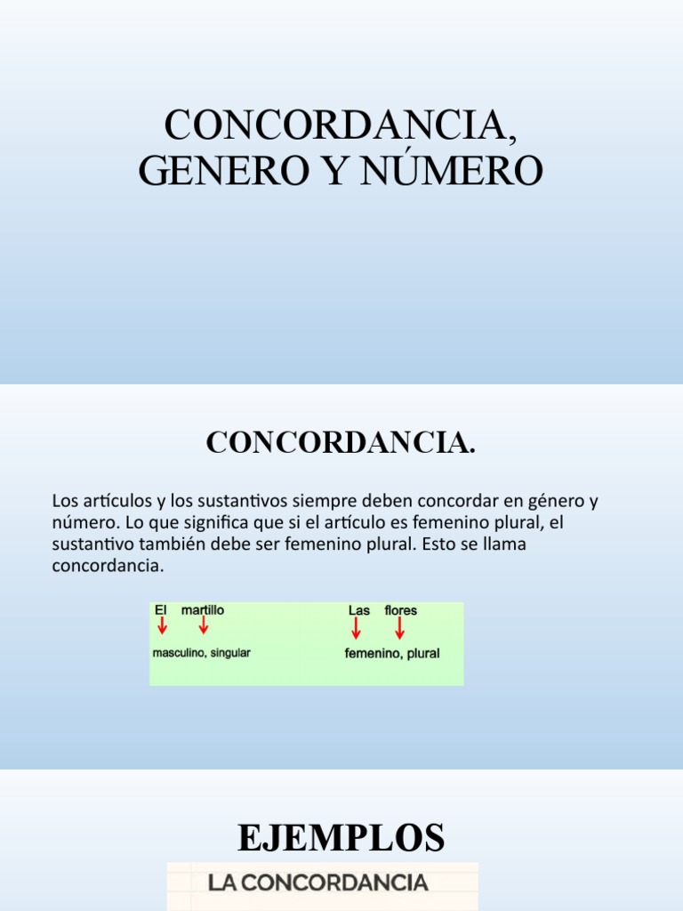 CONCORDANCIA, GENERO Y NÚMERO | PDF