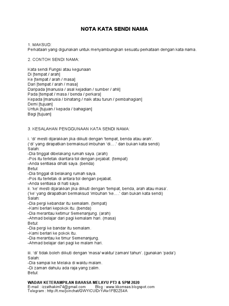Panduan Kata Sendi Nama | PDF