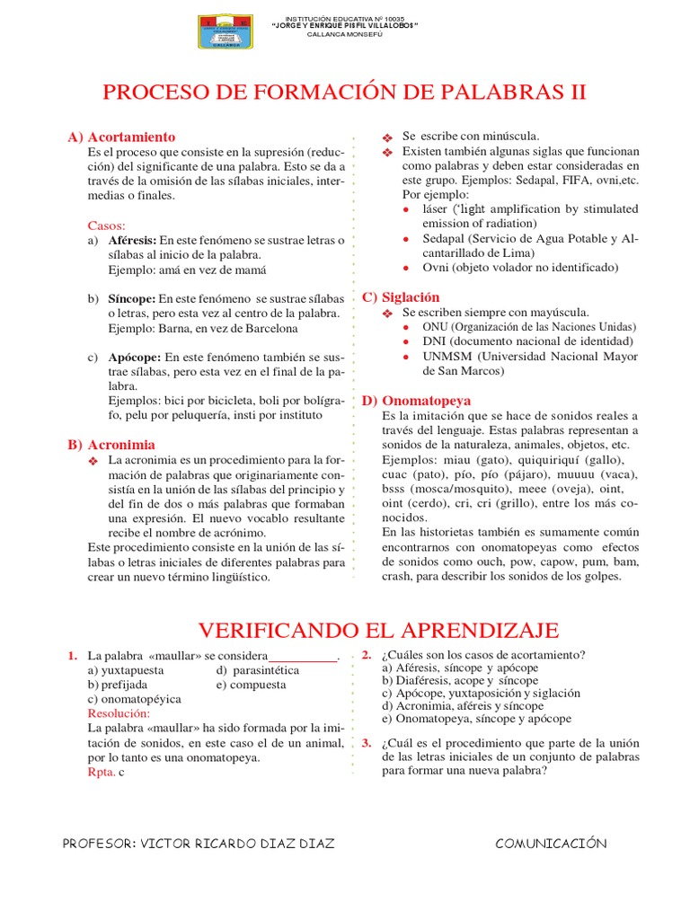 Procesos de Formación de Palabras | PDF | Lingüística