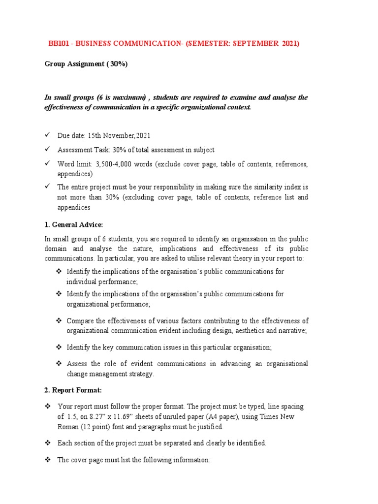 BB101 - Group Assignment, SEP 2021 | PDF | Communication | Theory