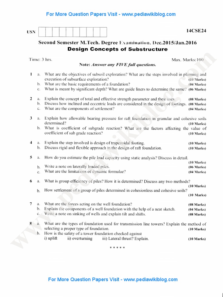 Design Concepts of Substructure Jan 2016 (2014 Scheme) | PDF | Civil ...