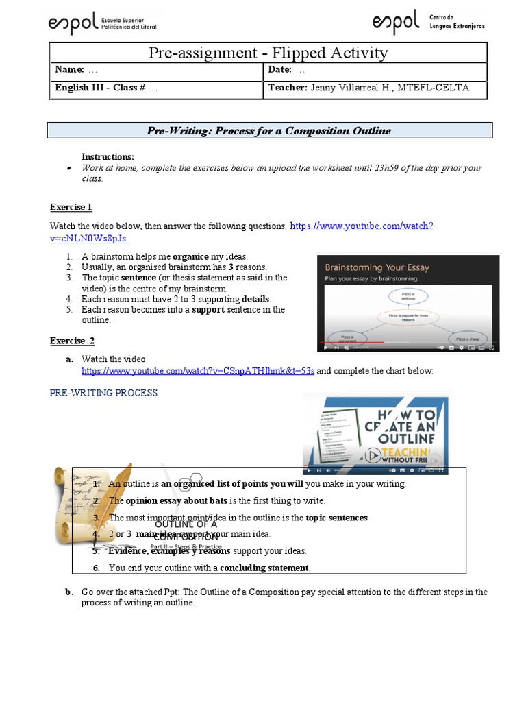 Pre-Writing - A Composition Outline | PDF | Brainstorming | Writing