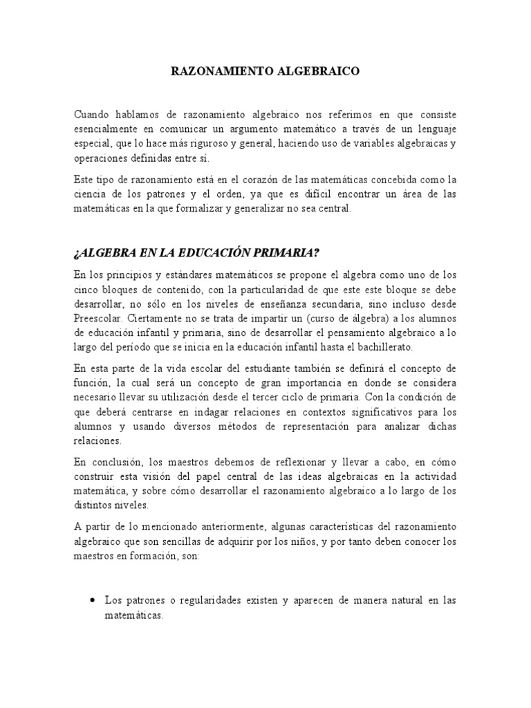 Razonamiento Algebraico | PDF | Números | Álgebra