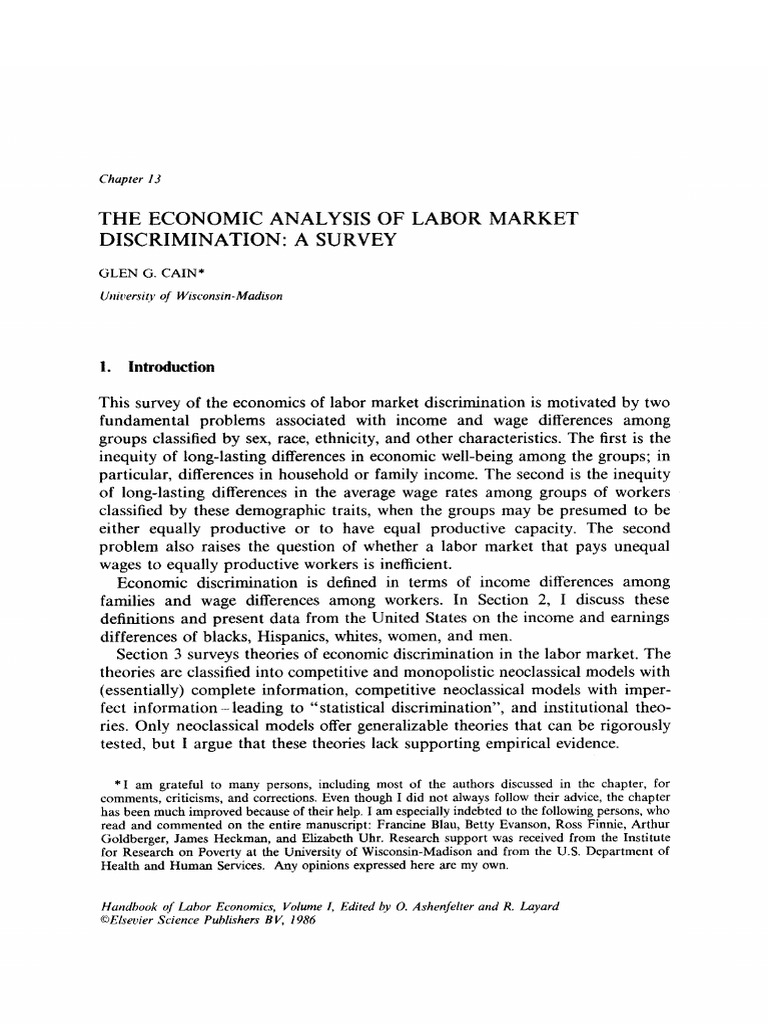 The Economic Analysis of Labor Market Discrimination | Download Free PDF | Employment ...