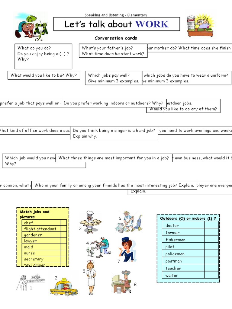 Lets Talk About Work Fun Activities Games 4485 | PDF
