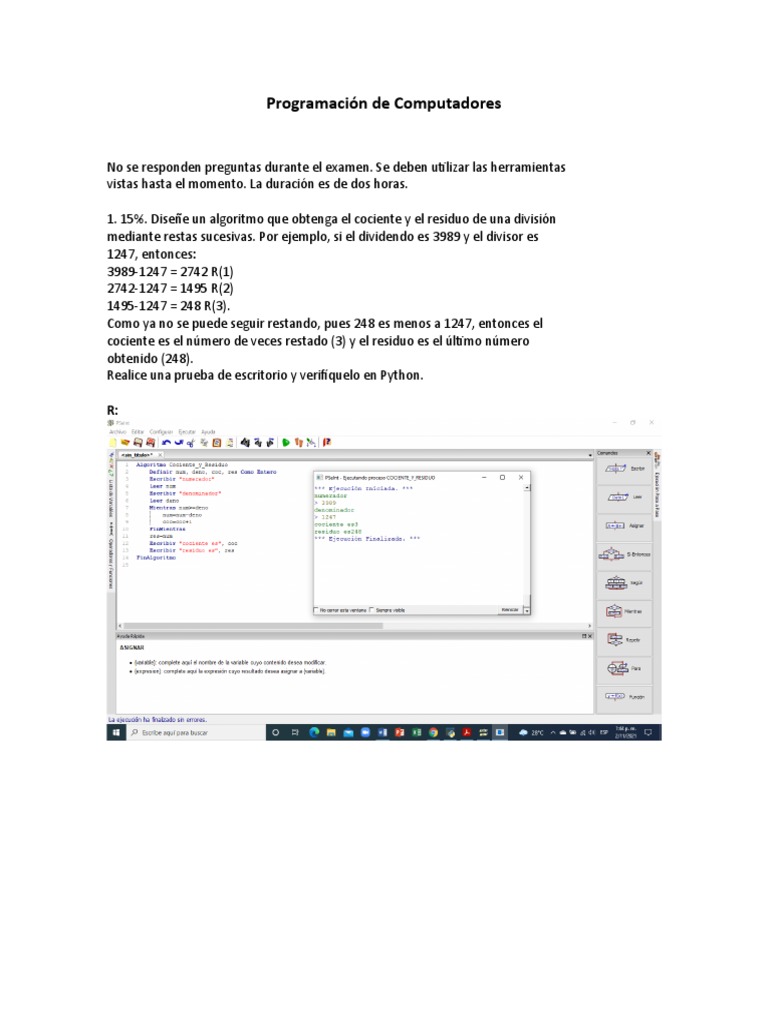 Examen 2 de Programación de Computadores | PDF | Informática