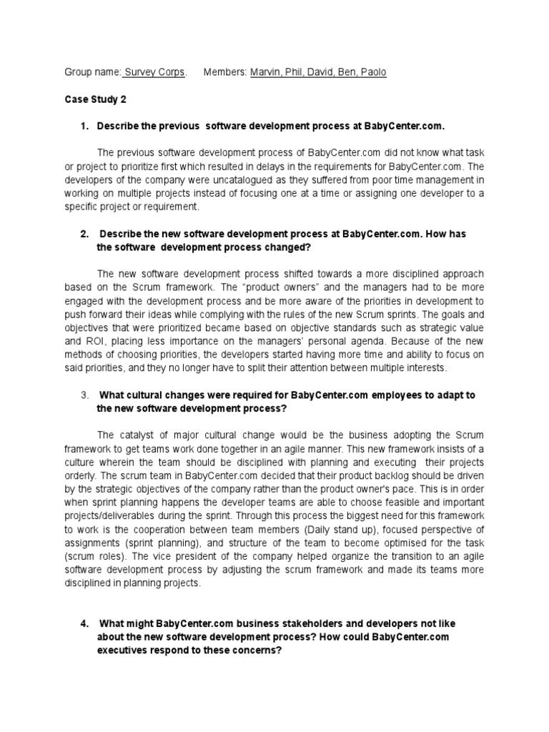 MIS Case Study#2 - Survey Corps | PDF | Scrum (Software Development) | Agile Software Development