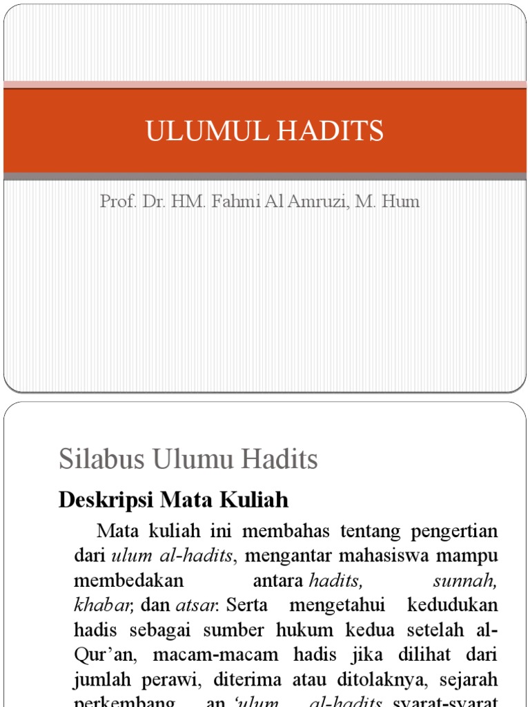 Ulumul Hadits: Pengertian dan Pembagian | PDF | Agama & Spiritualitas
