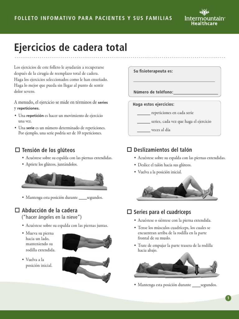 Hip Exercises Total Fact Sheet Spanish | PDF | Ciencia de la danza ...