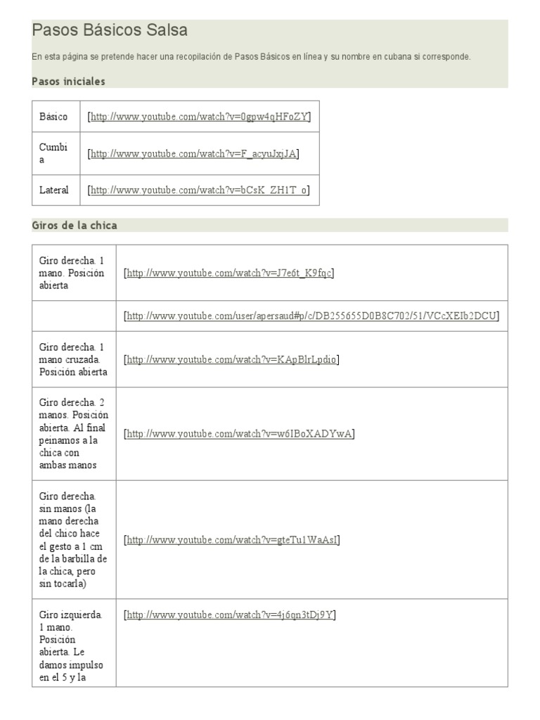 Pasos Básicos Salsa | PDF