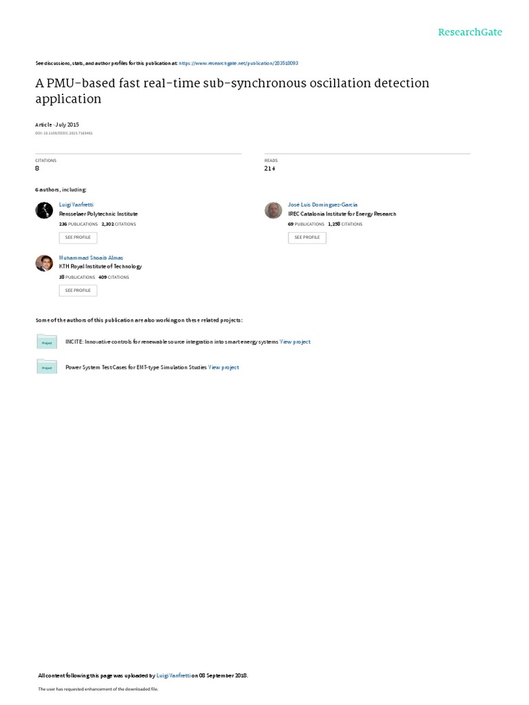 A PMU-Based Fast Real-Time Sub-Synchronous Oscillation Detection | PDF | Spectral Density | Low ...