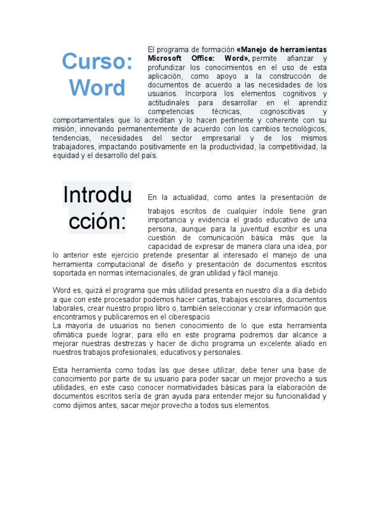 Primera Sesion Word | PDF | Microsoft Office | Microsoft Word